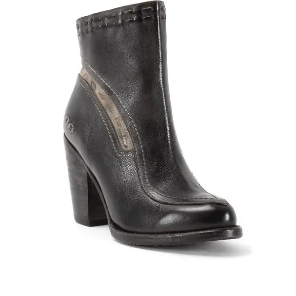Bed Stu Heeled Ankle Bootie - Black Icicle Rustic