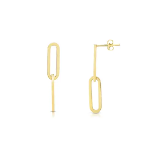 THE LOVERY FINE JEWELRY Double Link Paperclip Drop Earrings - Yellow Gold