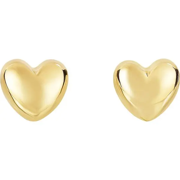 THE LOVERY FINE JEWELRY Puffy Heart Stud Earrings - Yellow Gold