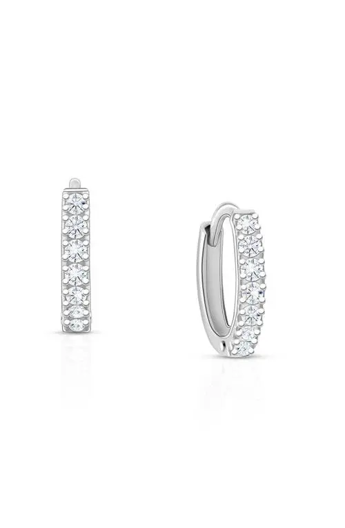 TINY BLESSINGS 9mm Pave Huggie Hoop Earrings - Sterling Silver