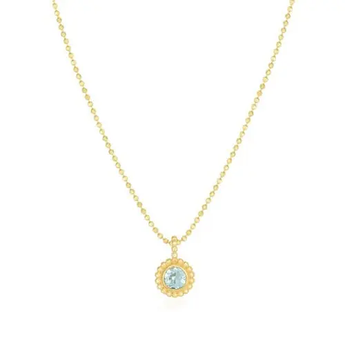 THE LOVERY FINE JEWELRY Beaded Bezel Necklace - Aquamarine