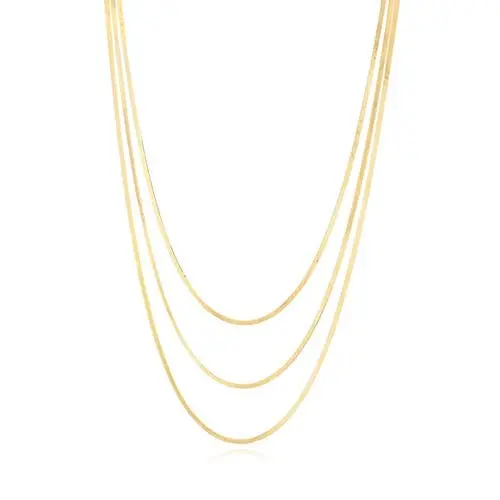 THE LOVERY FINE JEWELRY Triple Strand Herringbone Chain Necklace - Yellow Gold