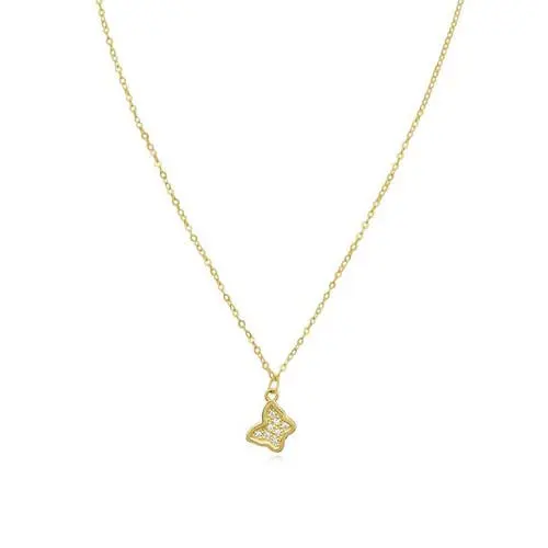 THE LOVERY FINE JEWELRY Mini Diamond Butterfly Pendant Necklace - Yellow Gold