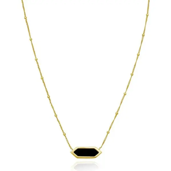 THE LOVERY FINE JEWELRY Hexagon Bead Necklace - Onyx
