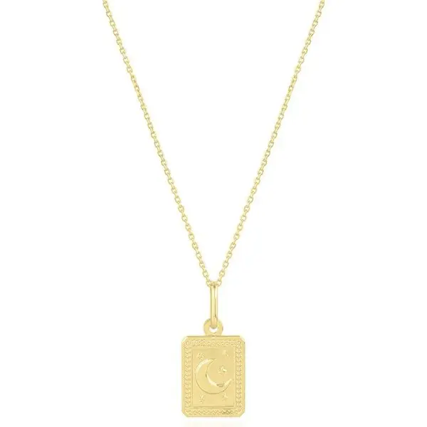 THE LOVERY FINE JEWELRY Gold Moon Tag Necklace - Yellow Gold