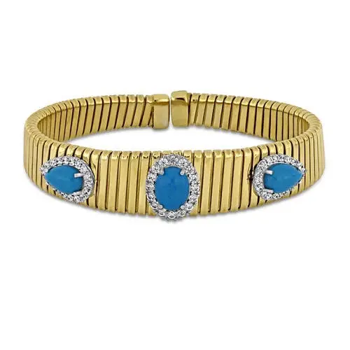 JULIANNA B. Cubic Zirconia And Bangle Bracelet - Turquoise
