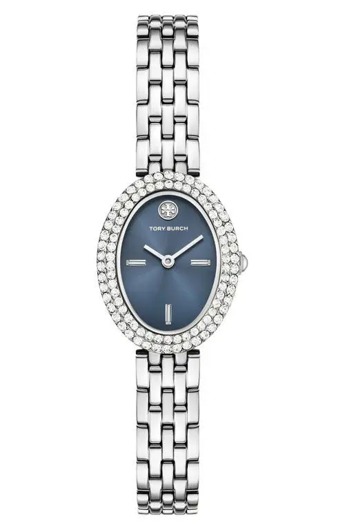 Tory Burch Oval Two-tone Bracelet Watch - Silver
