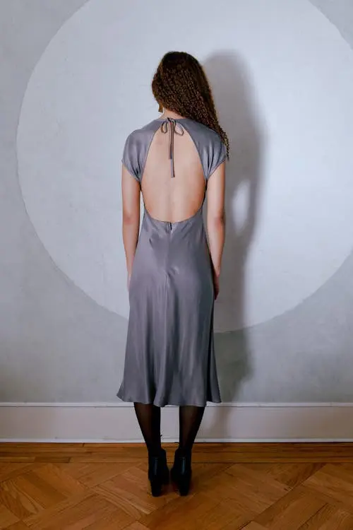 UNTITLED IN MOTION Cappella Open Back Midi Dress - Graphite