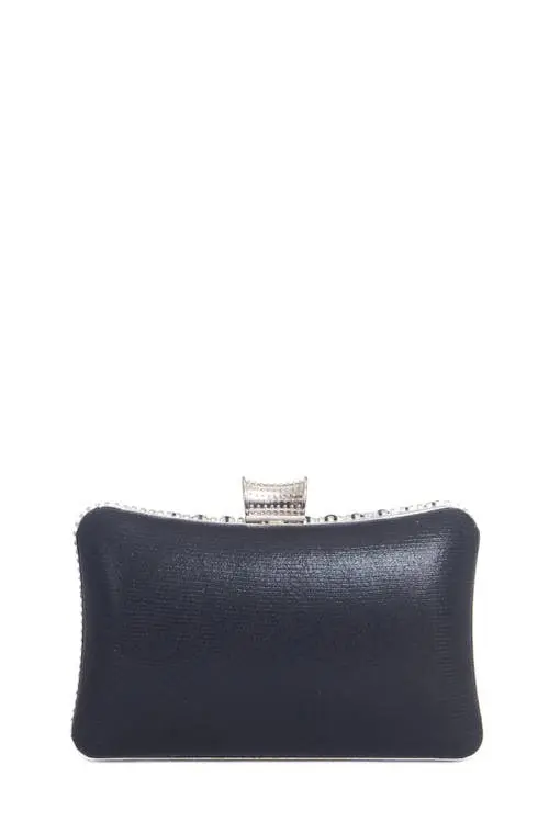 LAUREN LORRAINE Embellished Clutch With Chain Strap - Black