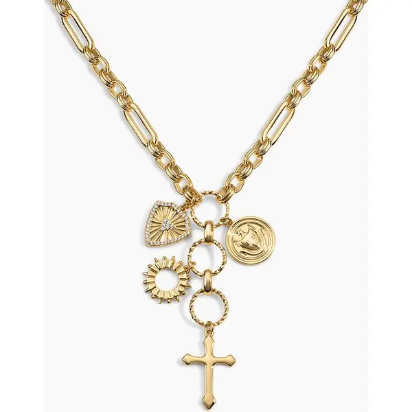 ELECTRIC PICKS Mason Cross Charm Necklace - Gold