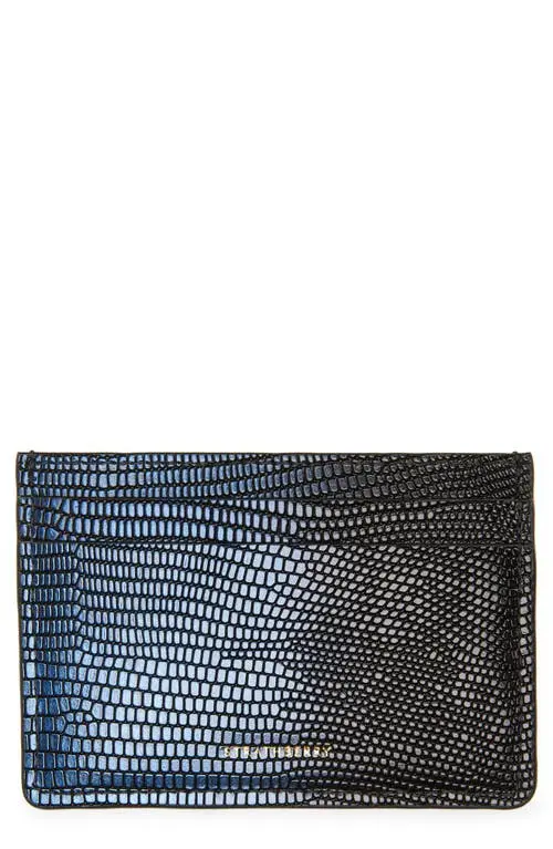 Strathberry Lizard Embossed Leather Card Case - Blue