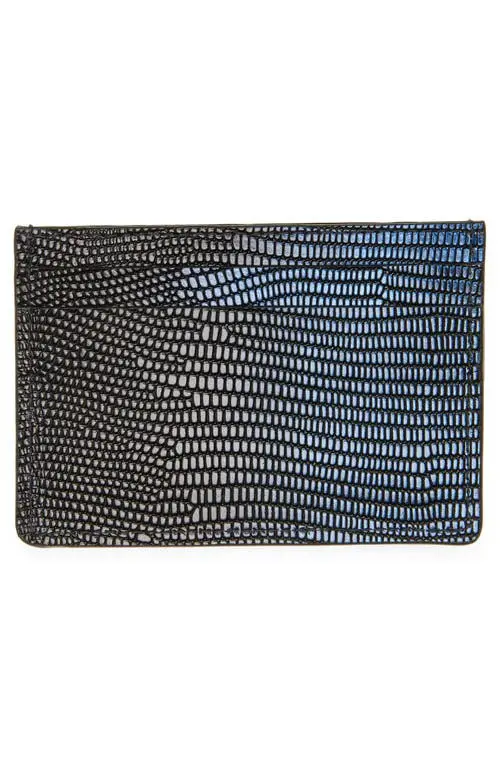 Strathberry Lizard Embossed Leather Card Case - Blue