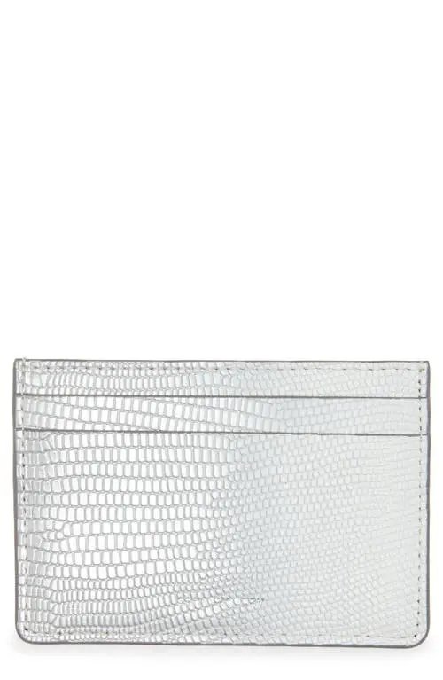 Strathberry Lizard Embossed Leather Card Case - Silver