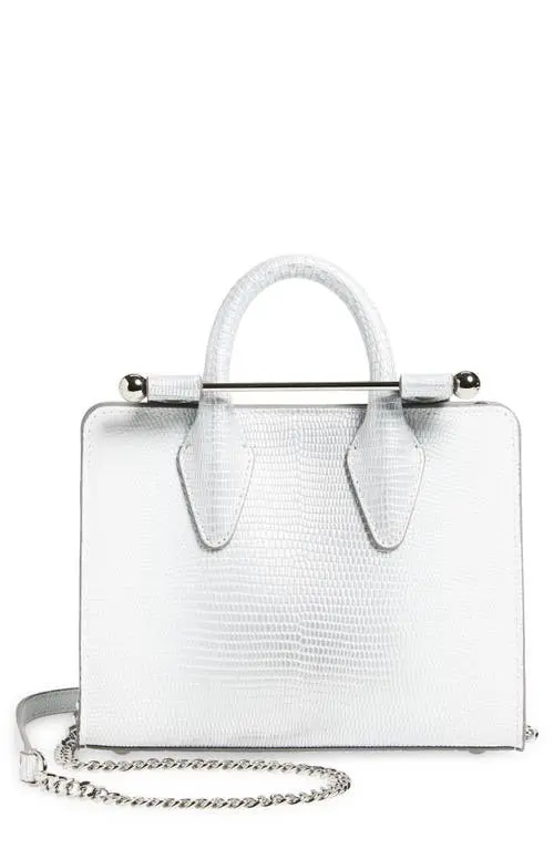 Strathberry Nano Lizard Embossed Leather Tote - Silver