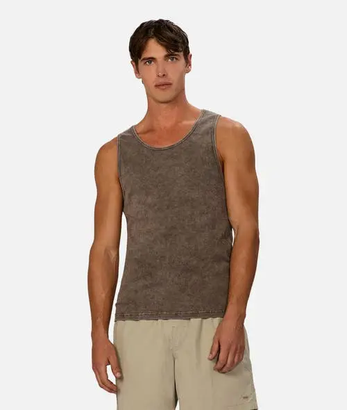 INDUSTRIE AUSTRALIA The Washed Brando Ribbed Tank Top - New Jungle