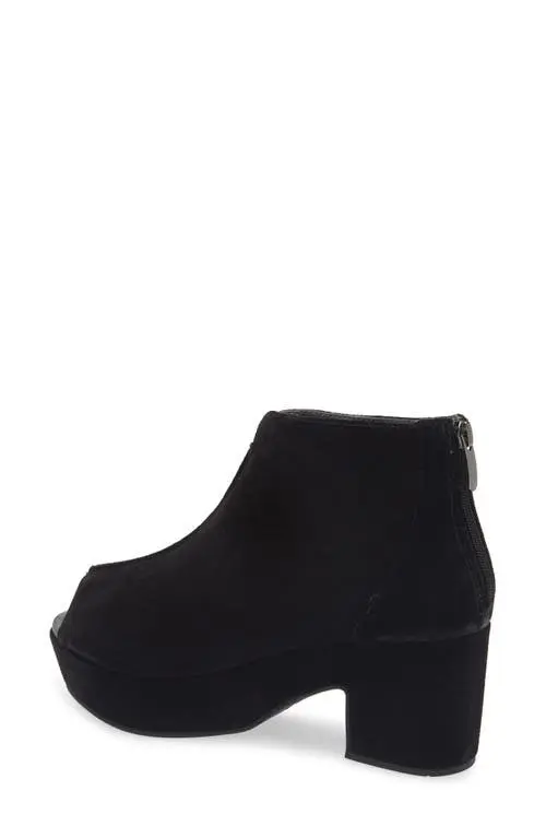 CHOCOLAT BLU Open Toe Suede Platform Bootie - Black Suede