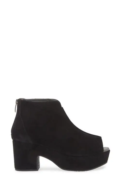 CHOCOLAT BLU Open Toe Suede Platform Bootie - Black Suede