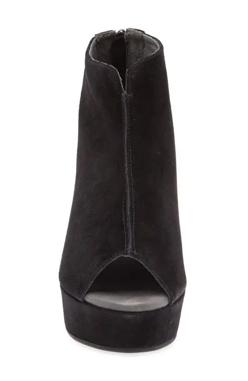 CHOCOLAT BLU Open Toe Suede Platform Bootie - Black Suede