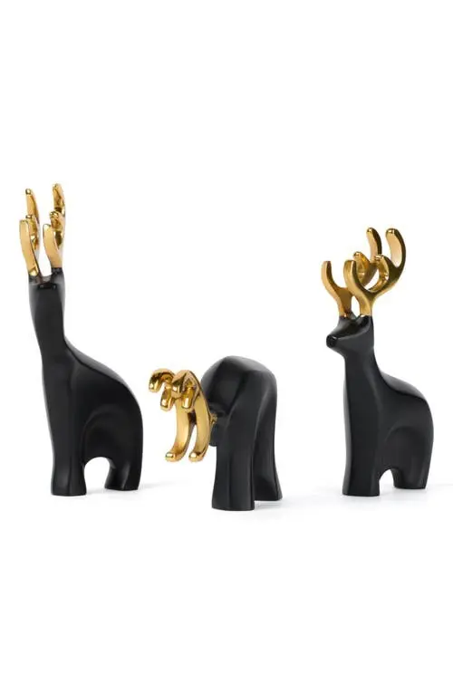 NAMBE Prancer Set Of 3 Reindeer Figurines - Black