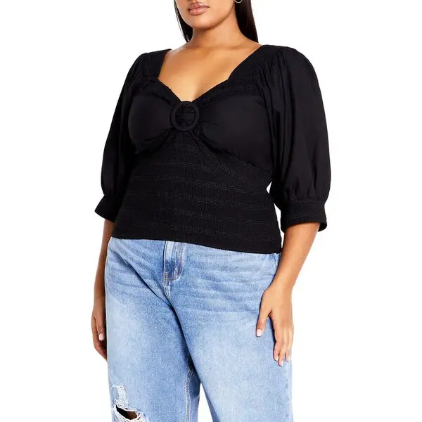 City Chic Smocked Crop Top