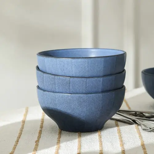 STONE + LAIN Rio Stoneware 4-piece Bowl Set - Blue