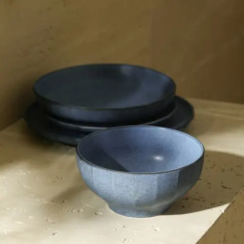 STONE + LAIN Rio Stoneware 4-piece Bowl Set - Blue