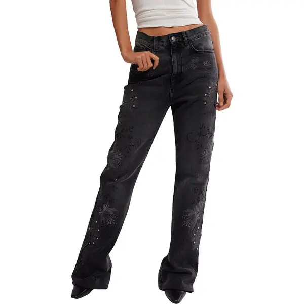 Free People Embellished Bootcut Nonstretch Jeans