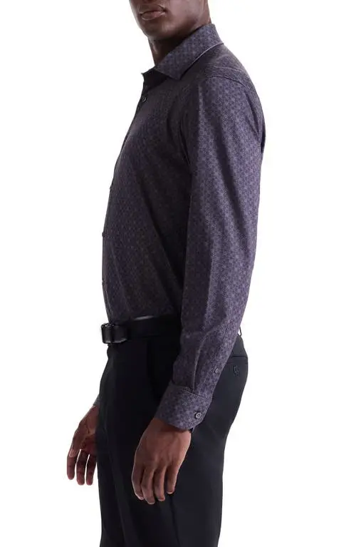 Bugatchi James Ooohcotton® Print Button-up Shirt - Anthracite