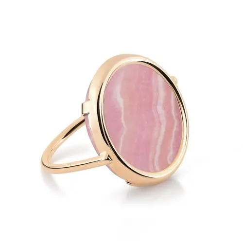 Ginette Ny Disc Ring - Pink Rhodochrosite
