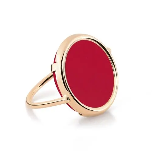 Ginette Ny Disc Ring - Red Coral