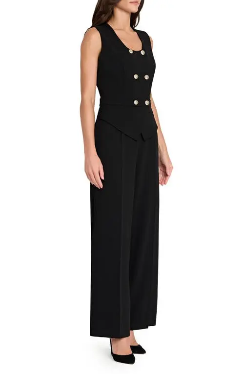 TAHARI ASL Double Breasted Sleeveless Jumpsuit