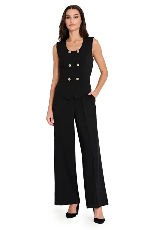 TAHARI ASL Double Breasted Sleeveless Jumpsuit