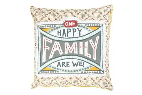 STORIED HOME One Happy Family Are We!" Pillow With Solid Back - Mustard