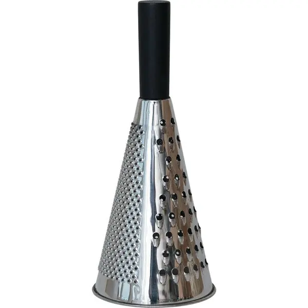 STORIED HOME Stainless Steel Cone Shaped Grater With Mango Wood Handle - Black