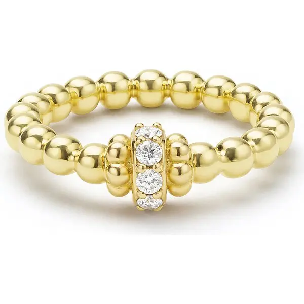 Lagos Caviar Diamond Stacking Ring - Gold
