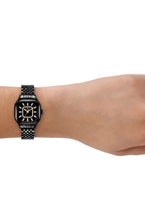 Michele Meggie Diamond Dial Bracelet Watch - Black