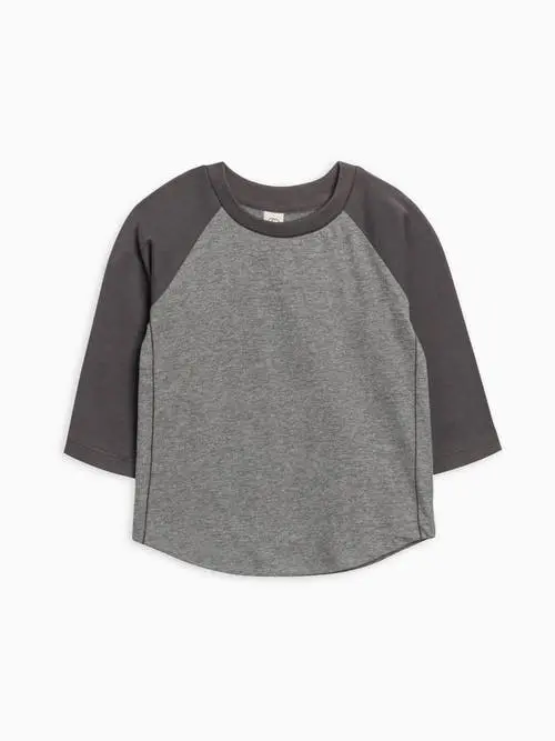 COLORED ORGANICS Organic Cotton Louie Baseball Tee - Heather Charcoal/ash