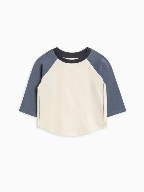 COLORED ORGANICS Organic Cotton Louie Baseball Tee - Ivory /denim