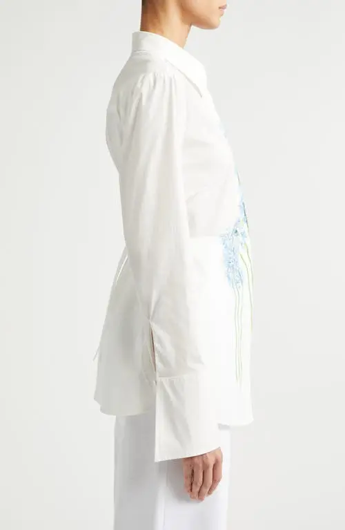 Oscar De La Renta Allium Cotton Poplin Blouse