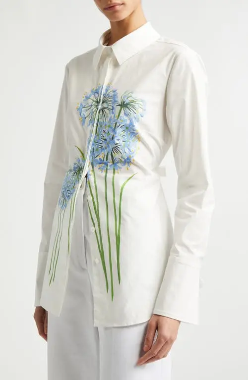 Oscar De La Renta Allium Cotton Poplin Blouse