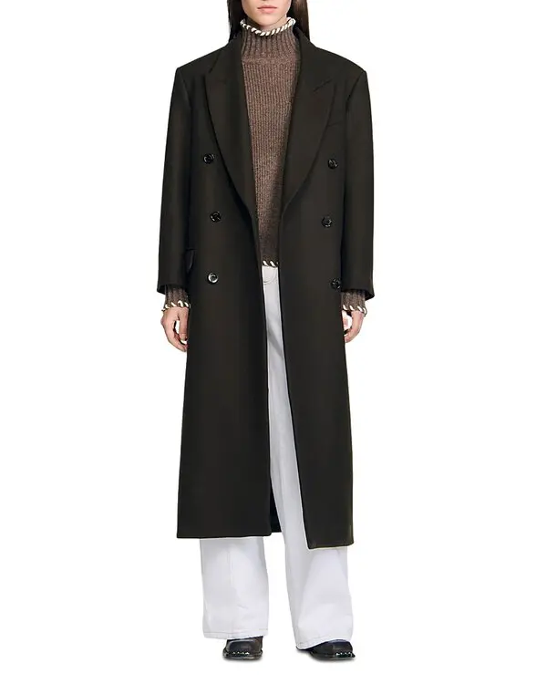 Sandro Straight Coat - Brown