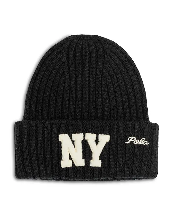 Ralph Lauren Ribbed Wool Beanie - Polo Black