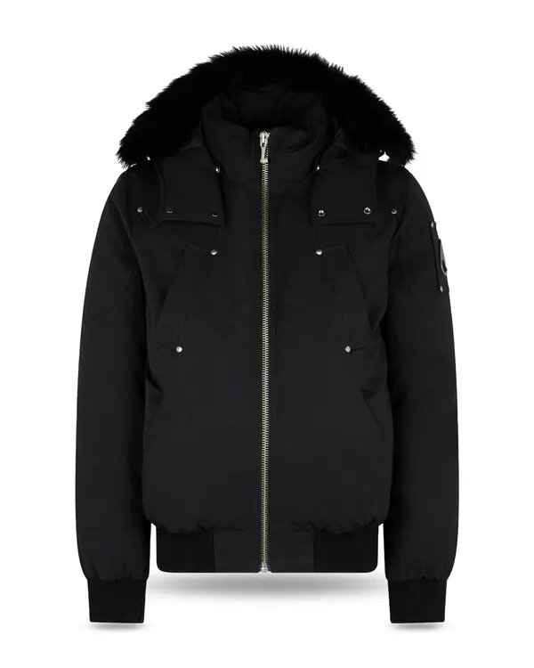 Moose Knuckles Original Ballistic Shearling Trimmed Down Bomber Jacket - Black/ Black
