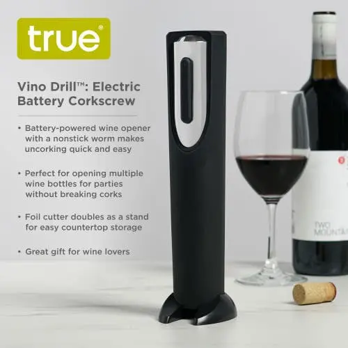TRUE BRANDS Vino Drill Electric Battery Corkscrew