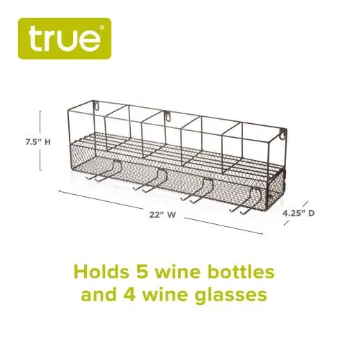 TRUE BRANDS Wall Mounted Wire Wine Shelf And Cork Cage