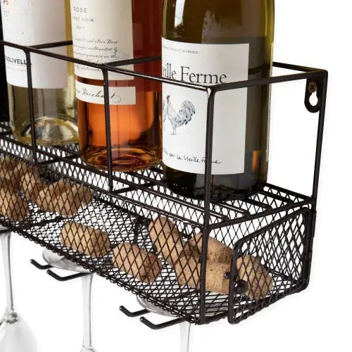 TRUE BRANDS Wall Mounted Wire Wine Shelf And Cork Cage