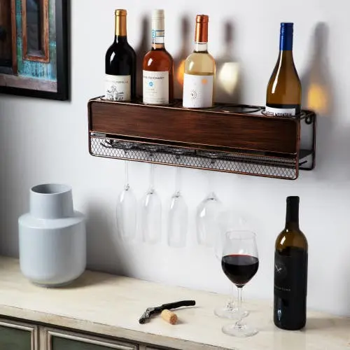 TRUE BRANDS Rustic Wine Shelf
