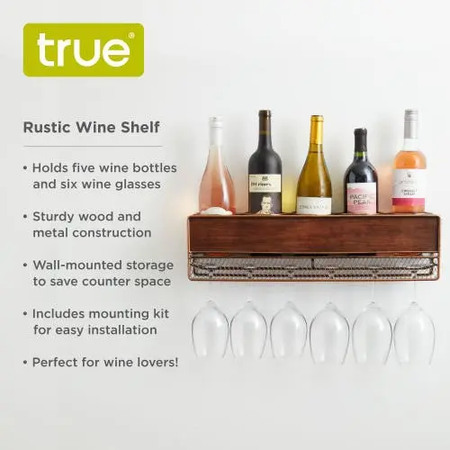 TRUE BRANDS Rustic Wine Shelf