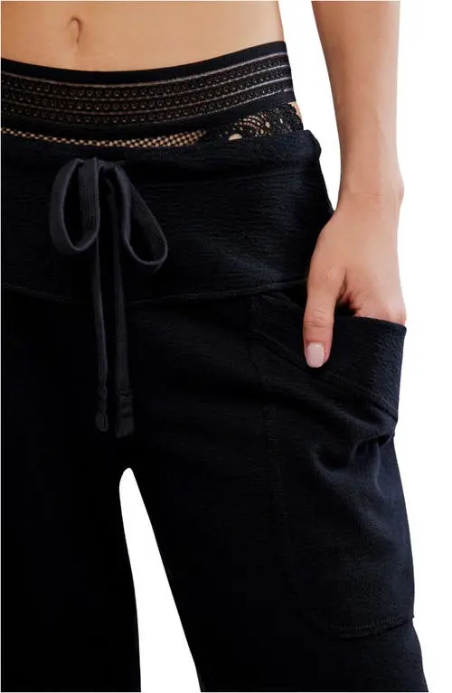 Free People Staycation Lounge Pants - Black