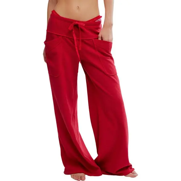 Free People Intimately Fp Staycation Lounge Pants - Deep Cherry